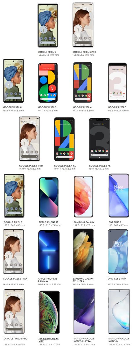 Dimensioni Pixel 6 e Pixel 6 Pro a confronto con altri smartphone [Foto ...